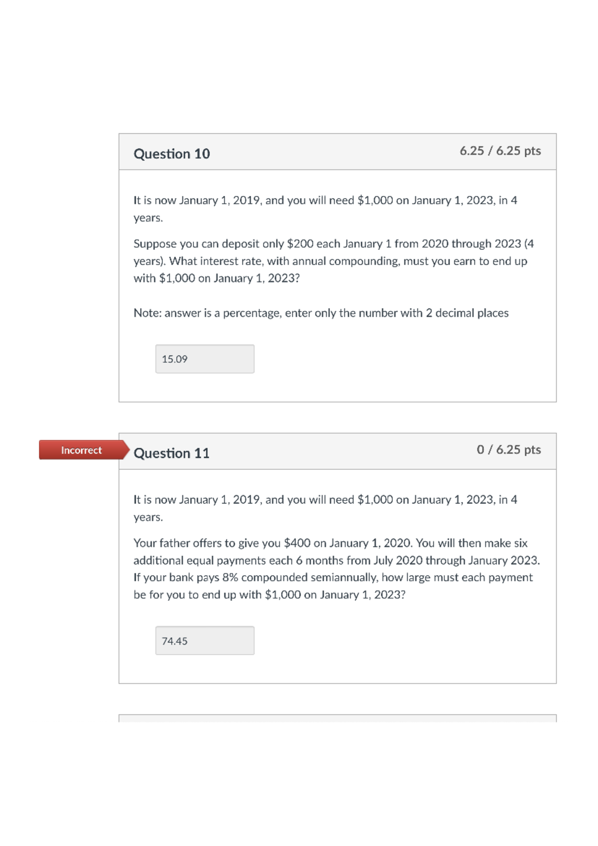 Chapter 5 quiz, numbers 10 & 11 - Question 10 6 6 pts It is now January ...
