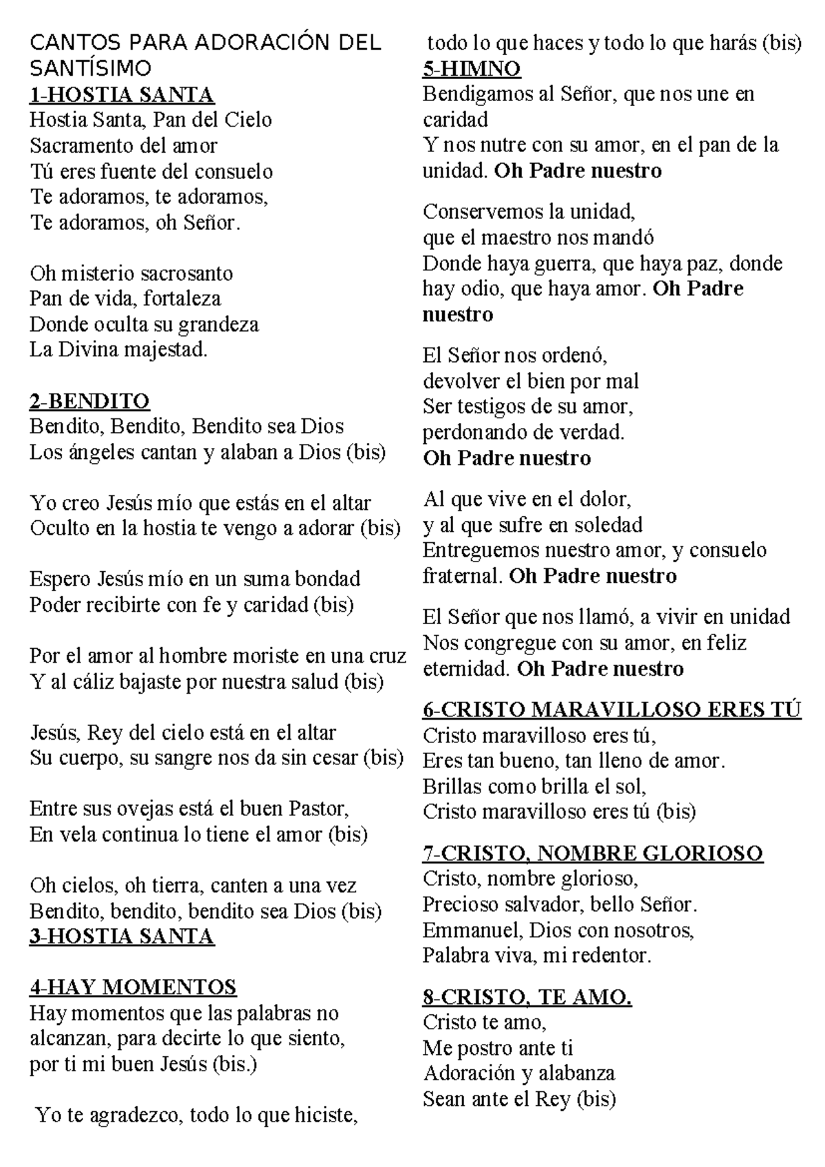 Cantos de Adoración al Santísimo Sacramento - Colección Completa - Studocu