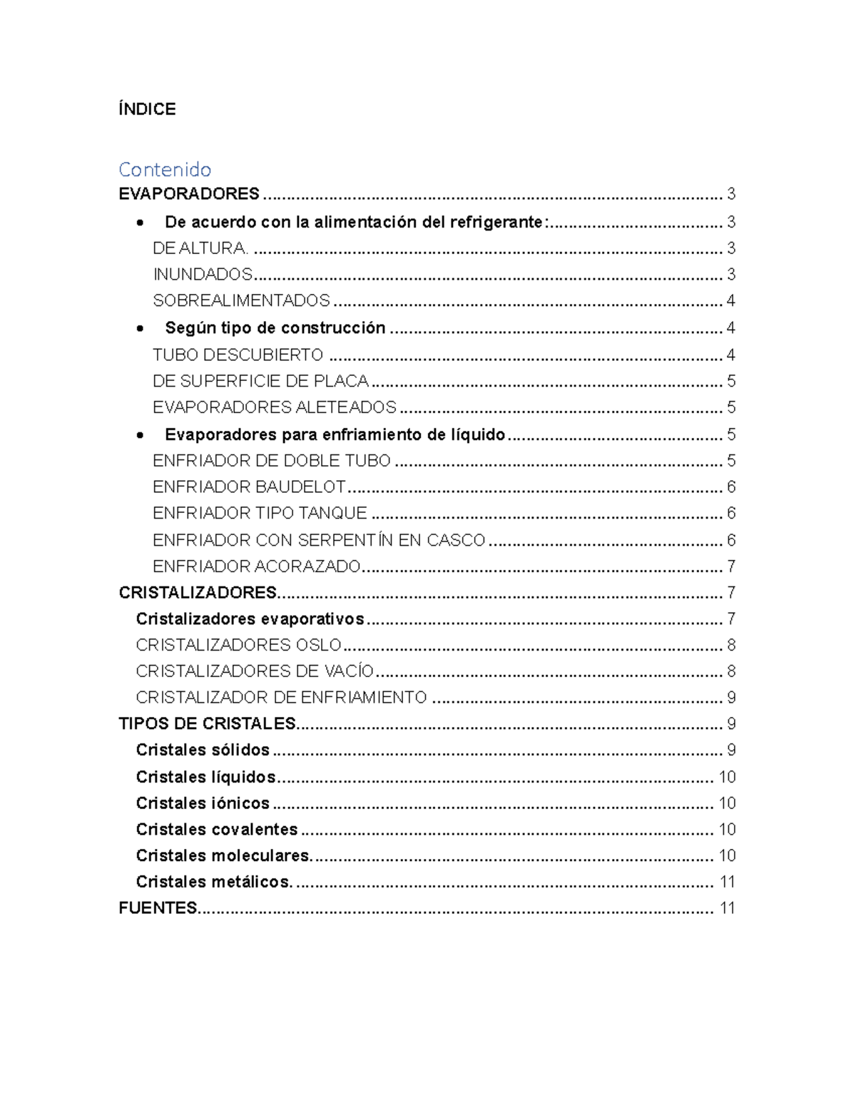 Evaporadores y cristalizadores - ÍNDICE EVAPORADORES Contenido • De ...