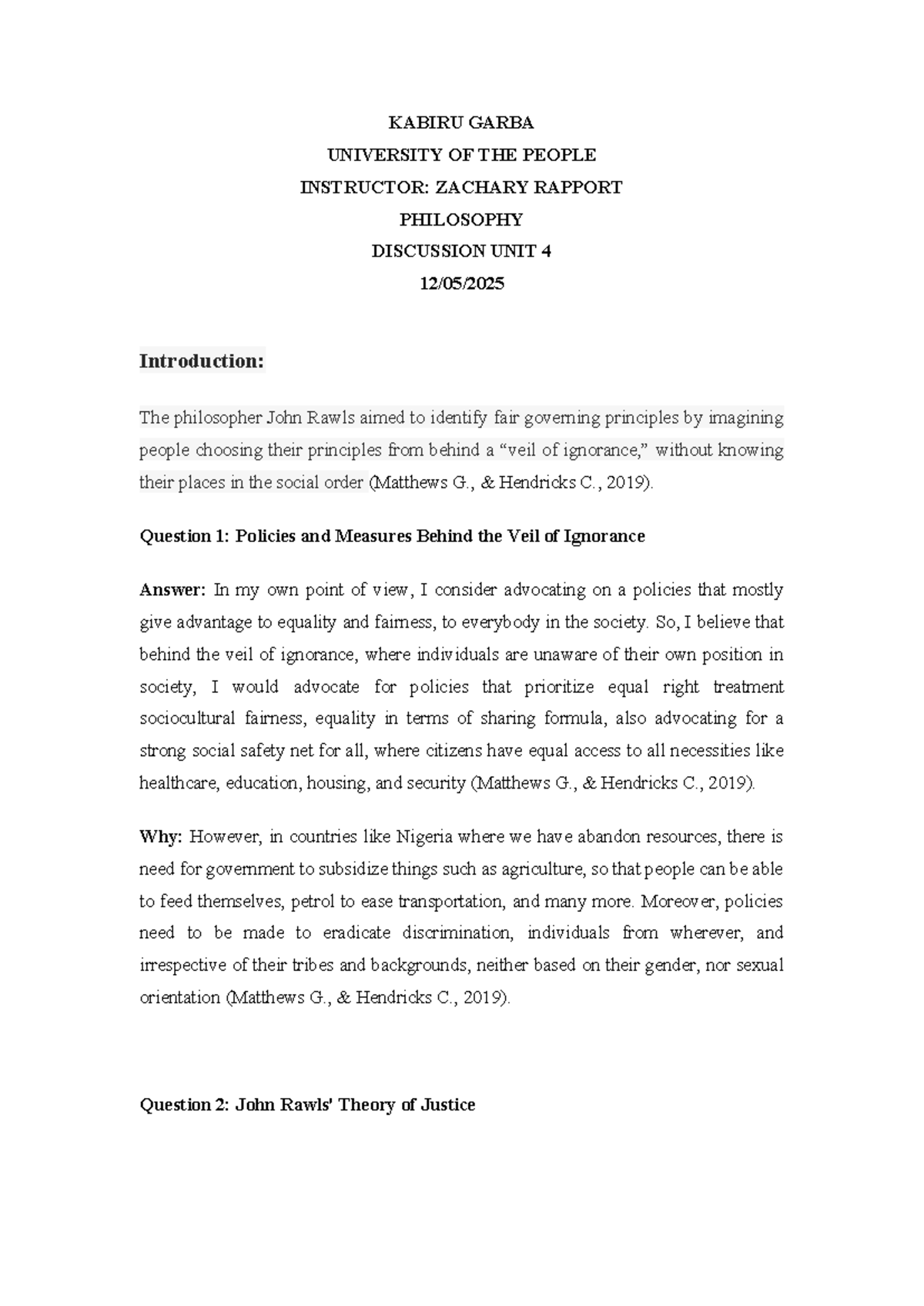 PHIL 101 Discussion: John Rawls' Theory of Justice - Unit 4 Insights ...