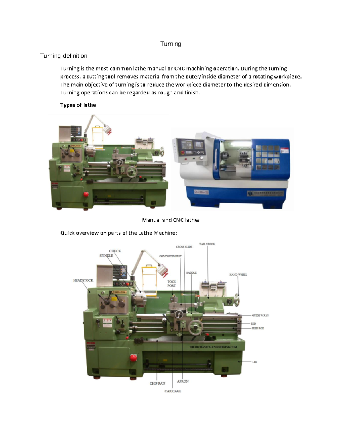 Turning - Turning Turning definition Turning is the most common lathe ...