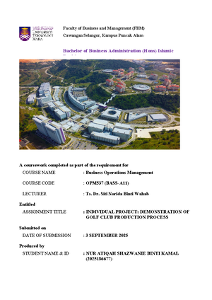 Operation Management - OPM537 - UiTM - Studocu