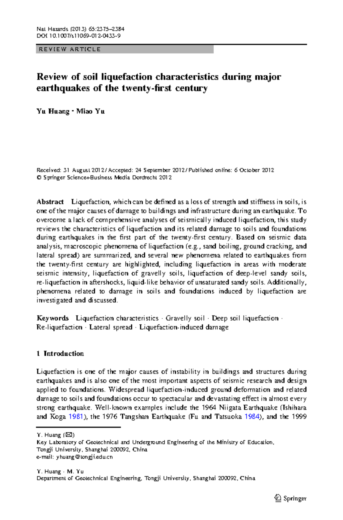 S11069 012 0433 9 - Review of Soil Liquefaction in Major Earthquakes ...