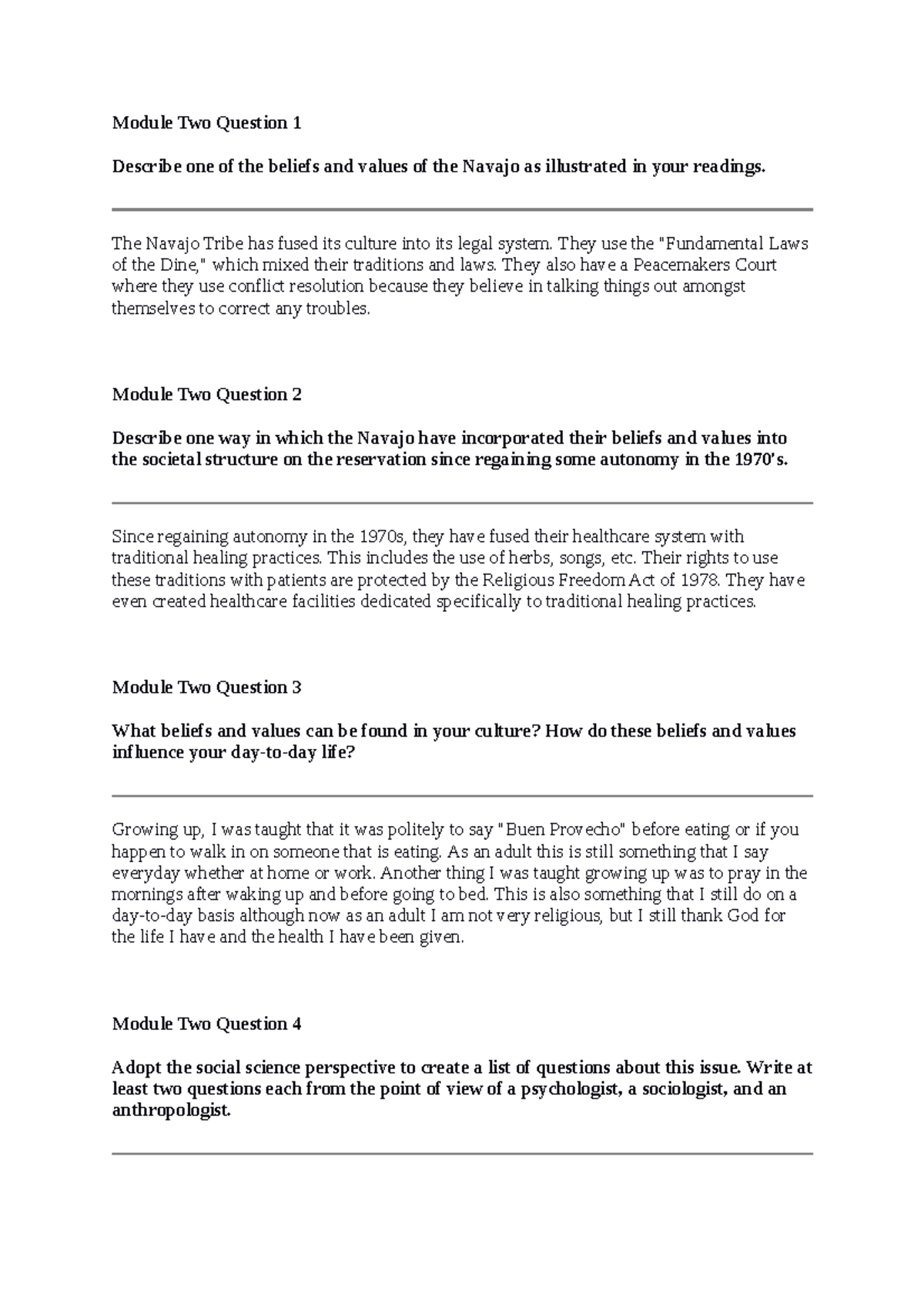 SCS 200 Module Two Short Responses - Module Two Question 1 Describe one ...