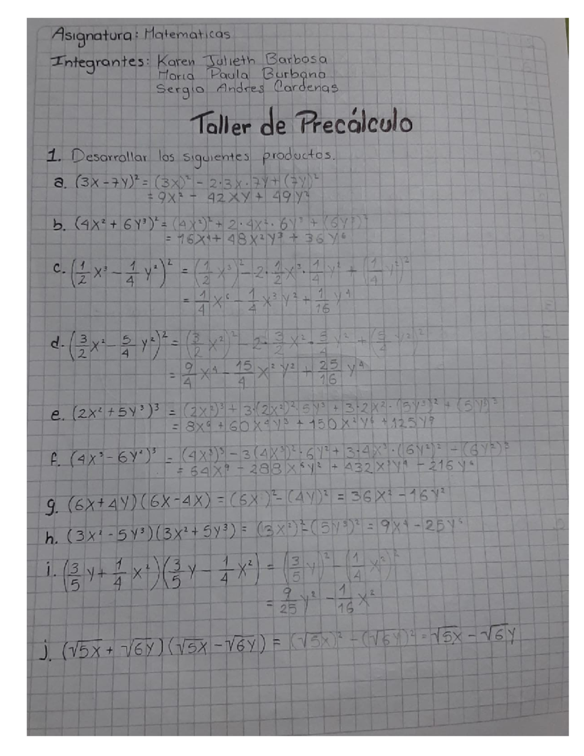 Taller de Precalculo: Ejercicios y Funciones - Matematicas - Studocu