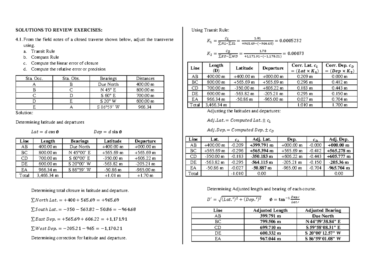 Module 4 - Solution Set for FOS Course - Traverse Adjustments and ...