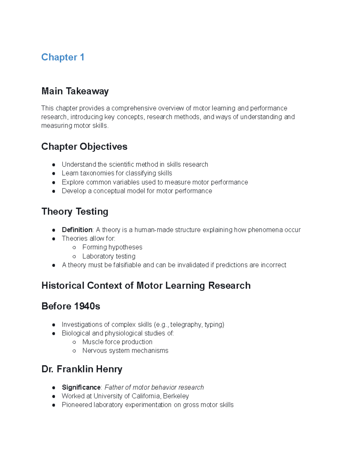 KINS 218 Midterm Review: Key Concepts in Motor Learning - Studocu
