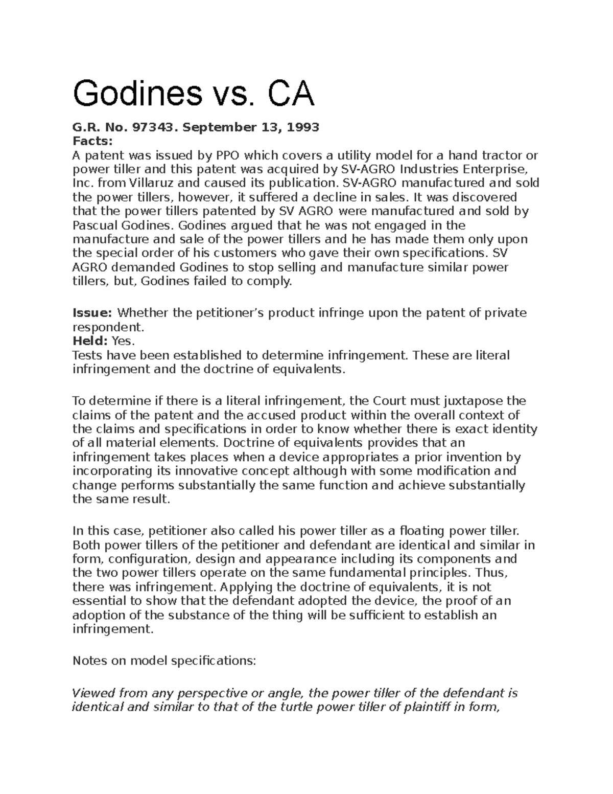 Godines vs CA - Digested case - Godines vs. CA G. No. 97343. September ...