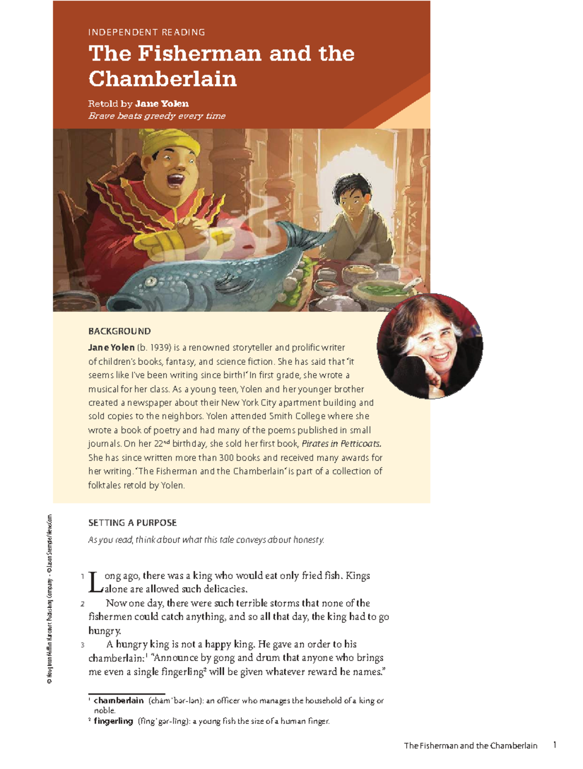 Independent Reading: The Fisherman and the Chamberlain Retold by Jane ...