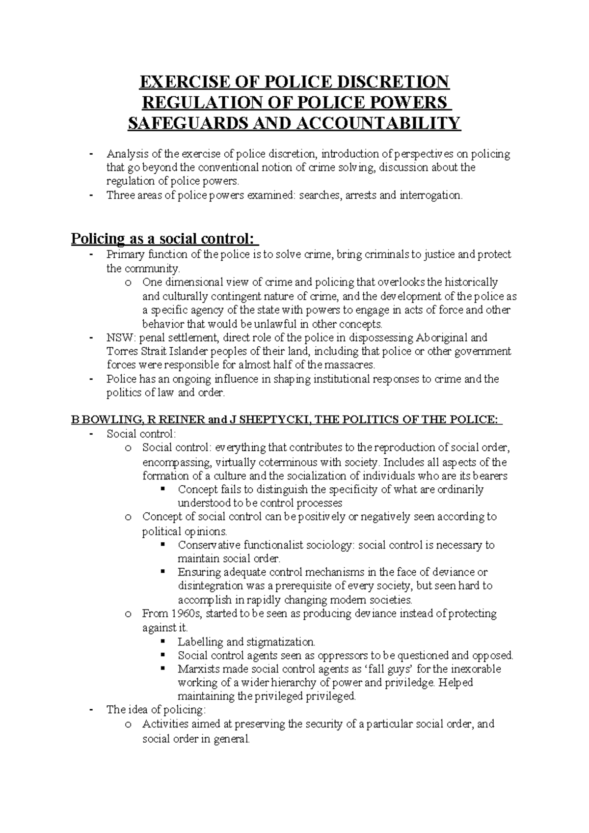 7-Police powers - EXERCISE OF POLICE DISCRETION REGULATION OF POLICE ...