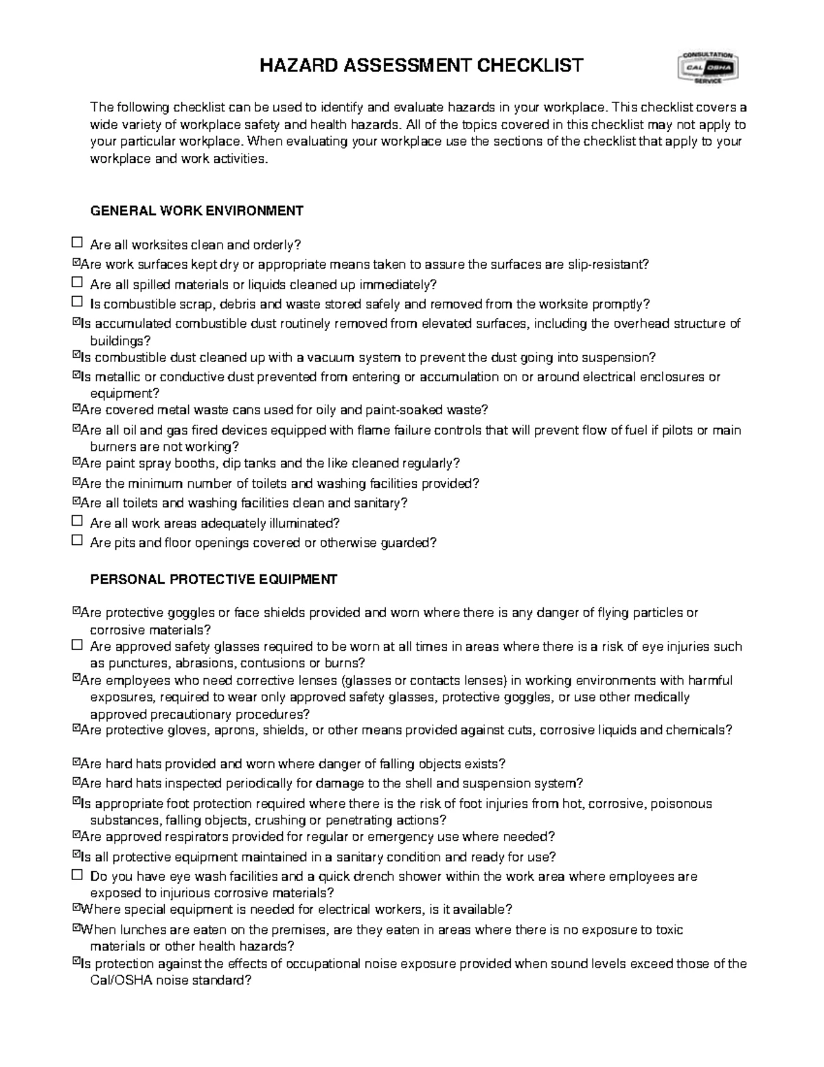 HAZARD IDENTIFICATION CHECKLIST (AU) for Workplace Safety - Studocu