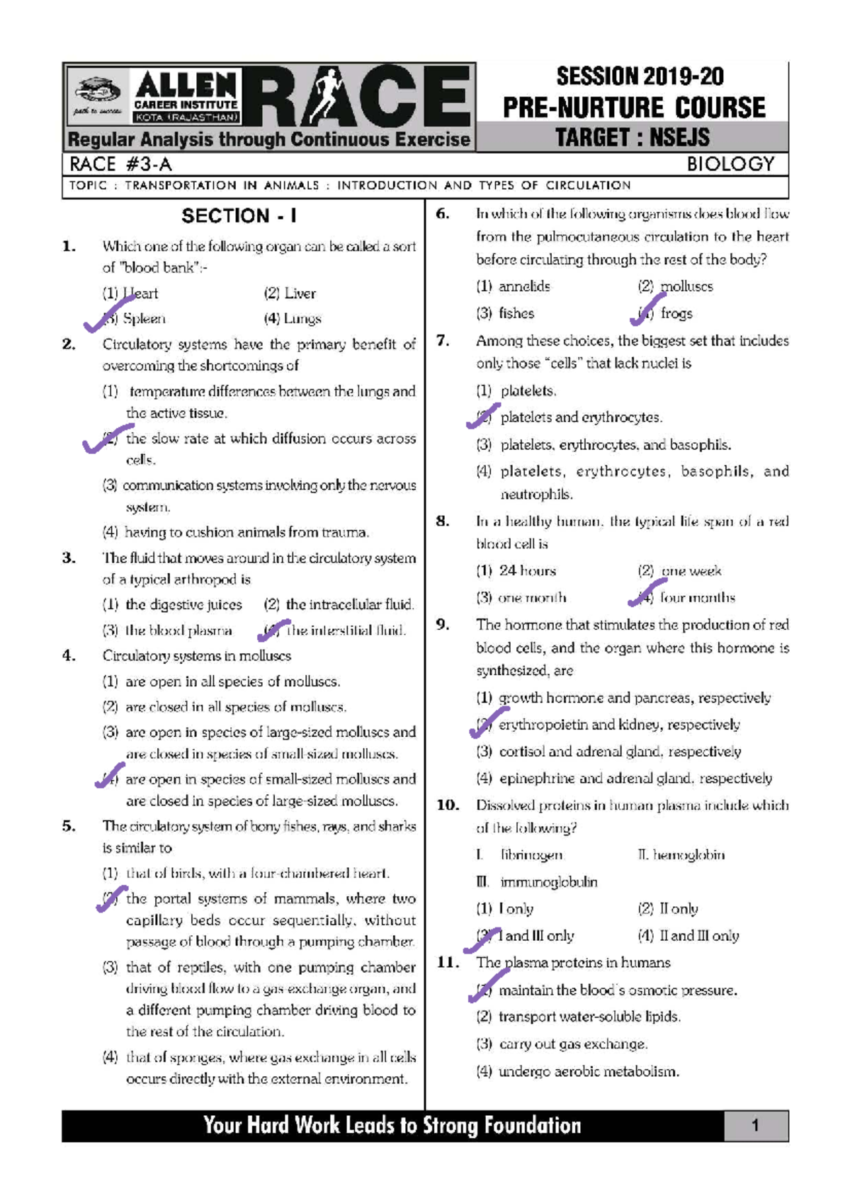 ALLEN RACE SESSION CAREER INSTITUTE: NSEJS RACE BIOLOGY ...