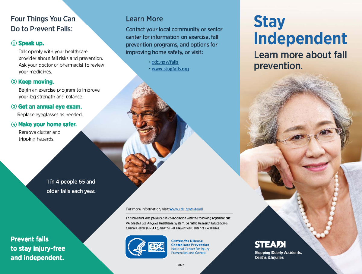 Preventing Falls: Essential Tips for Seniors (STEADI Brochure) - Studocu