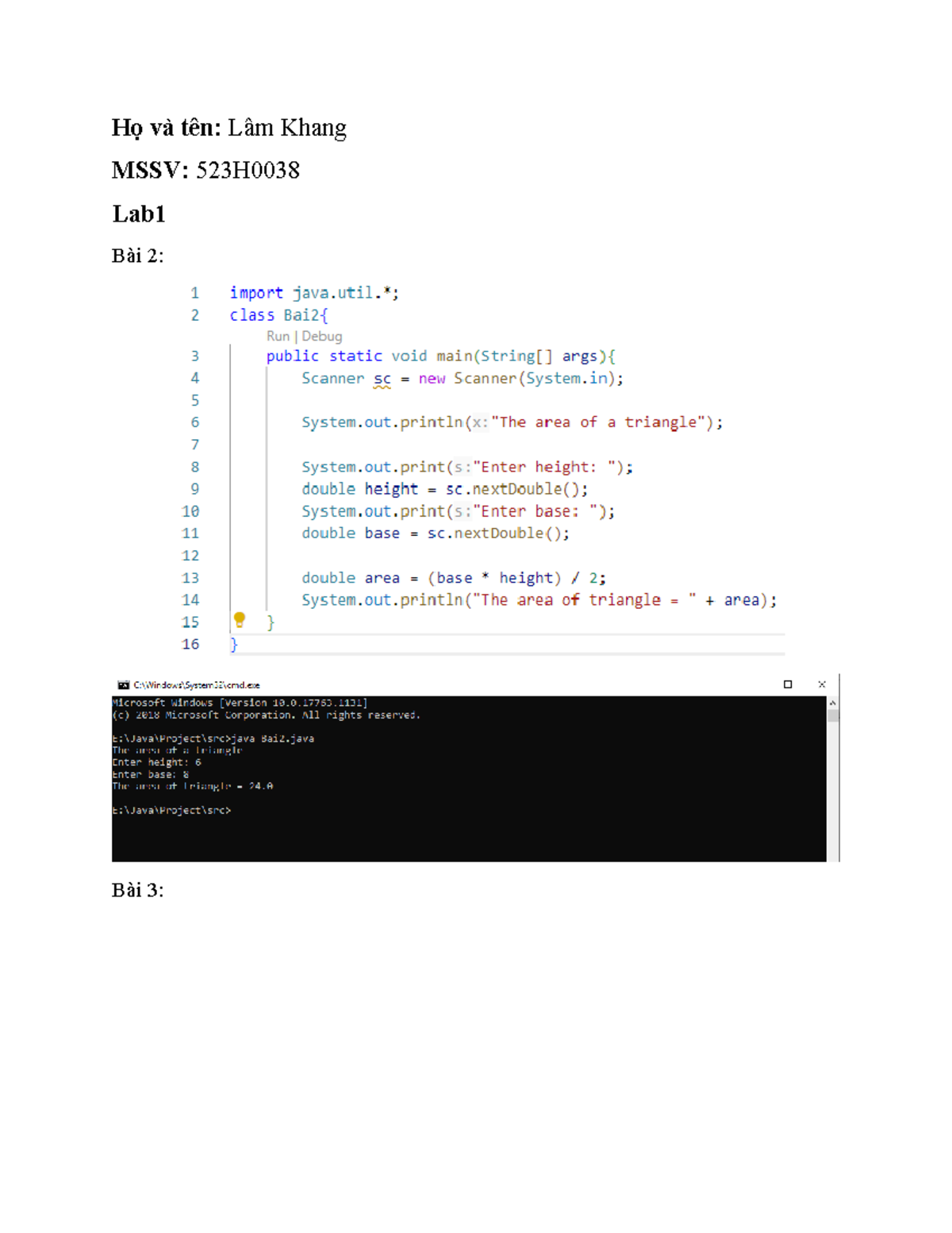 Java_OOP_Lab1_2023 - IT - Công nghệ phần mềm - Họ và tên: Lâm Khang ...