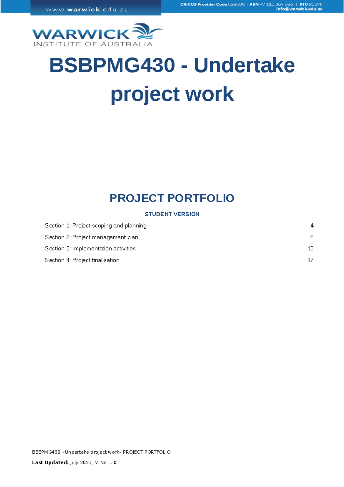 BSBPMG430 - Assessment Task 2: Project Portfolio for Website ...