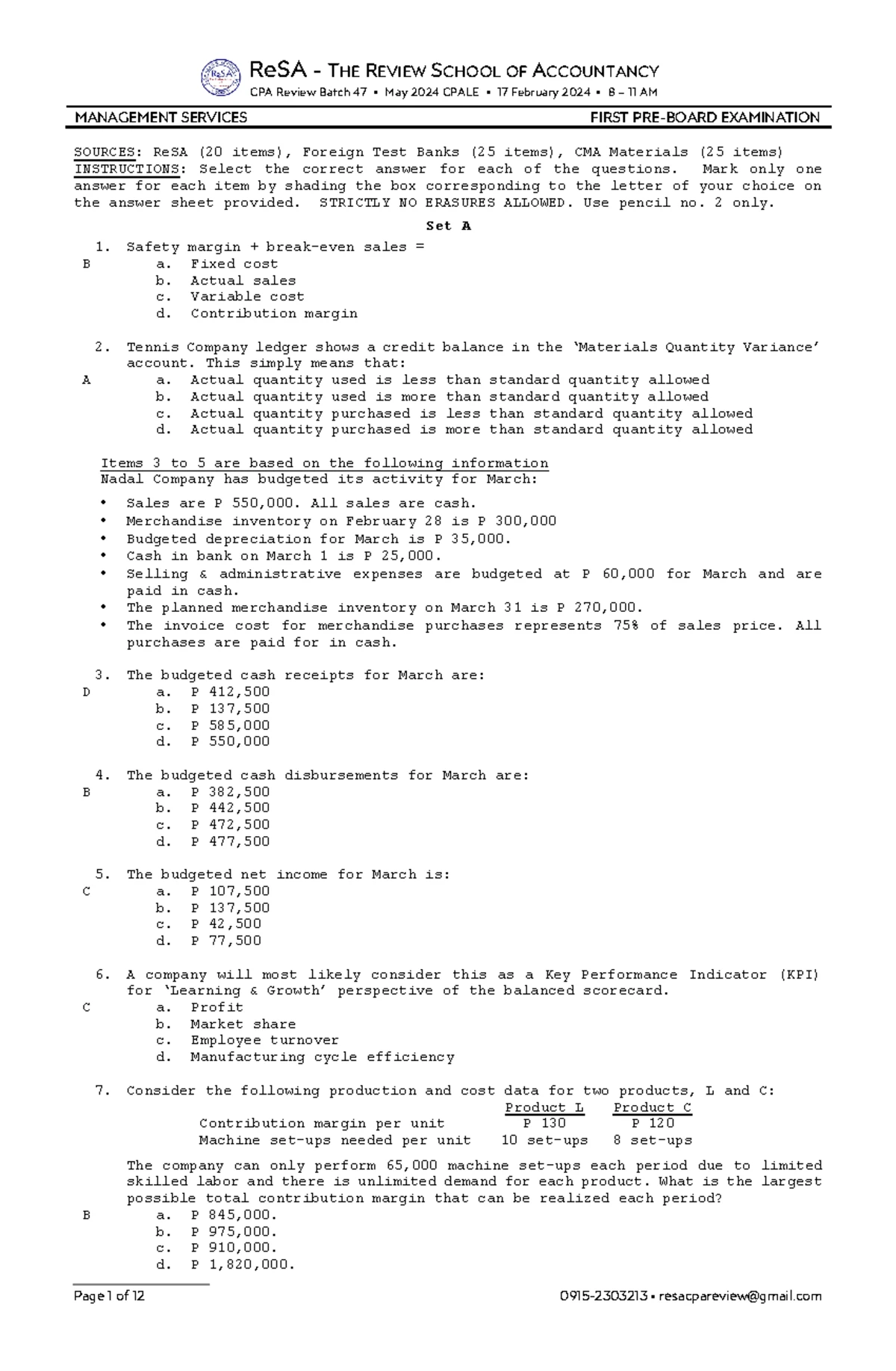 CPAR 95 MAS Final Exam 2024 - Pre-Board Reviewer Guide - Studocu