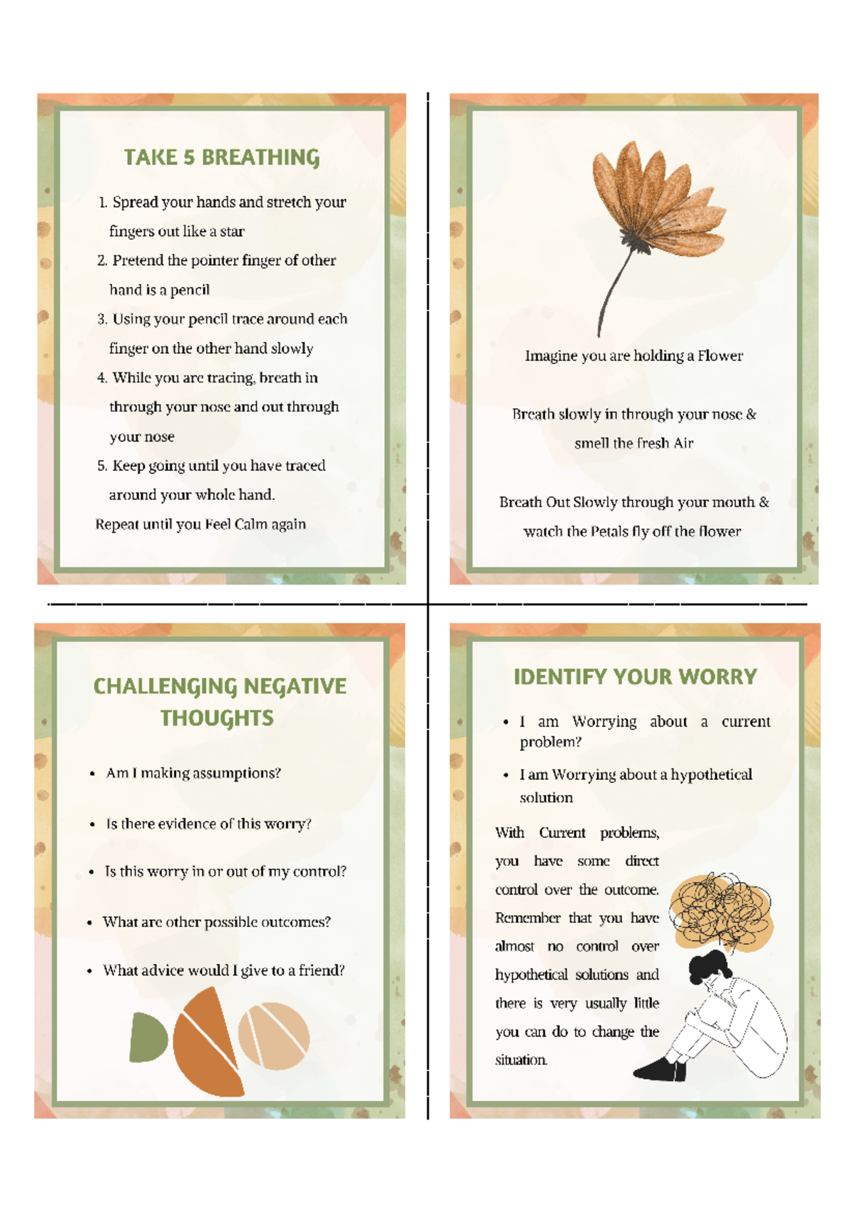 Coping Skills for Anxiety Management - A4 Resource Cards - Studocu