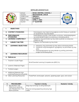 MATH5 Experimental Probability Magtangob - DETAILED LESSON PLAN School ...