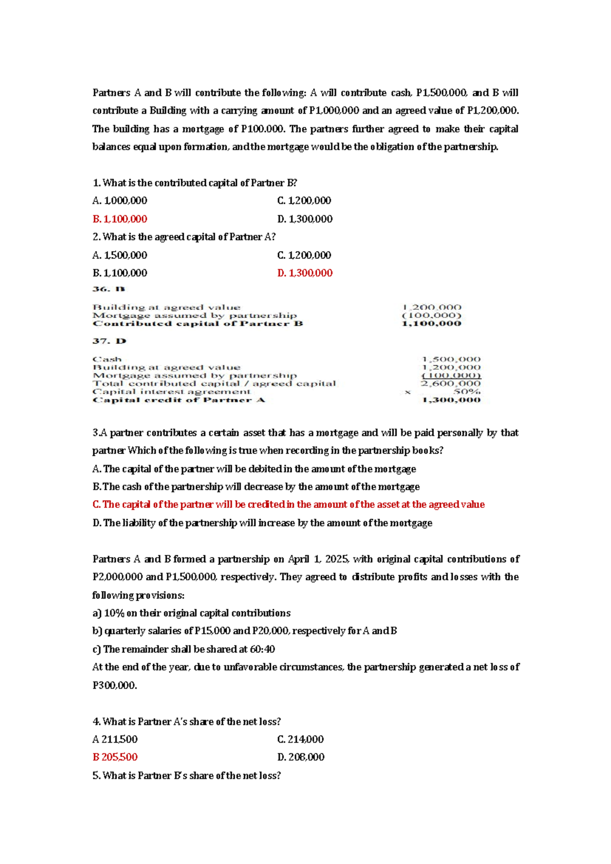 QUIZ 1 Partnership Concepts with Answers and Explanations - Studocu