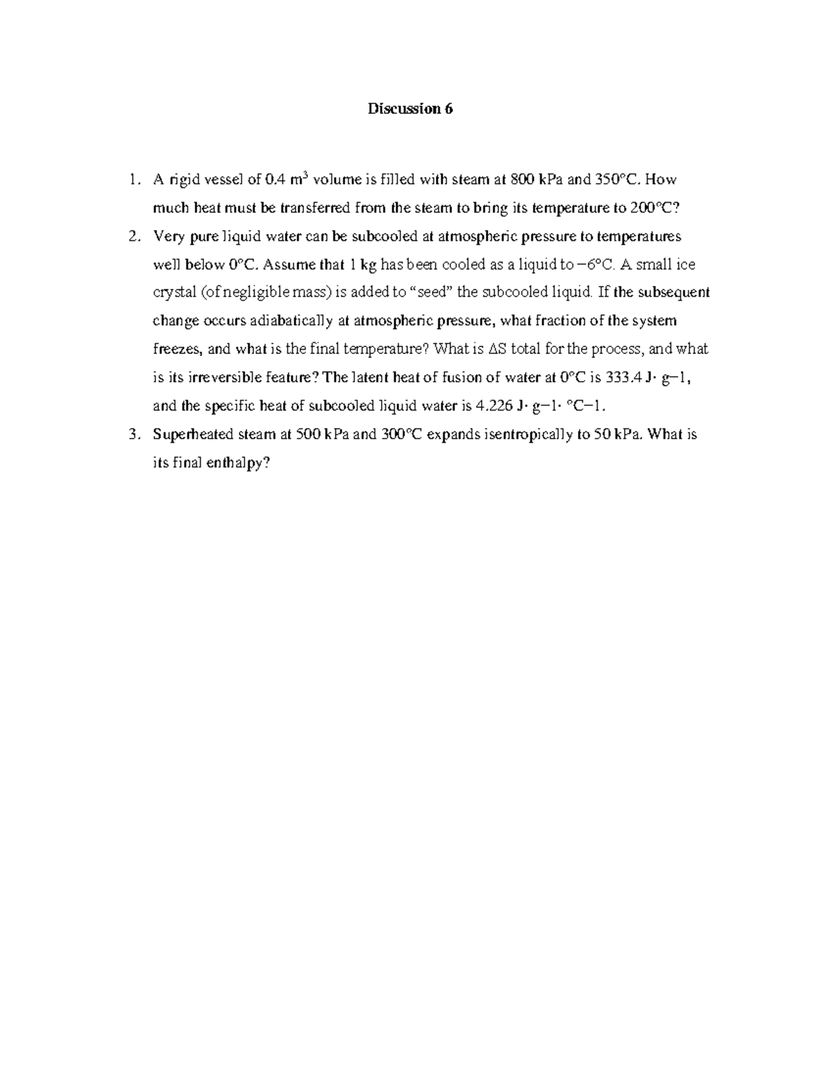 Discussion 6: Heat Transfer and Phase Changes in Steam and Water - Studocu