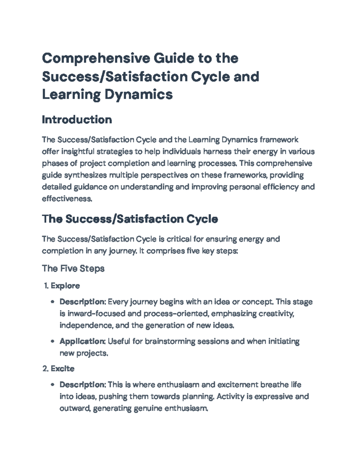 Comprehensive Guide to the Success/Satisfaction Cycle & Learning ...
