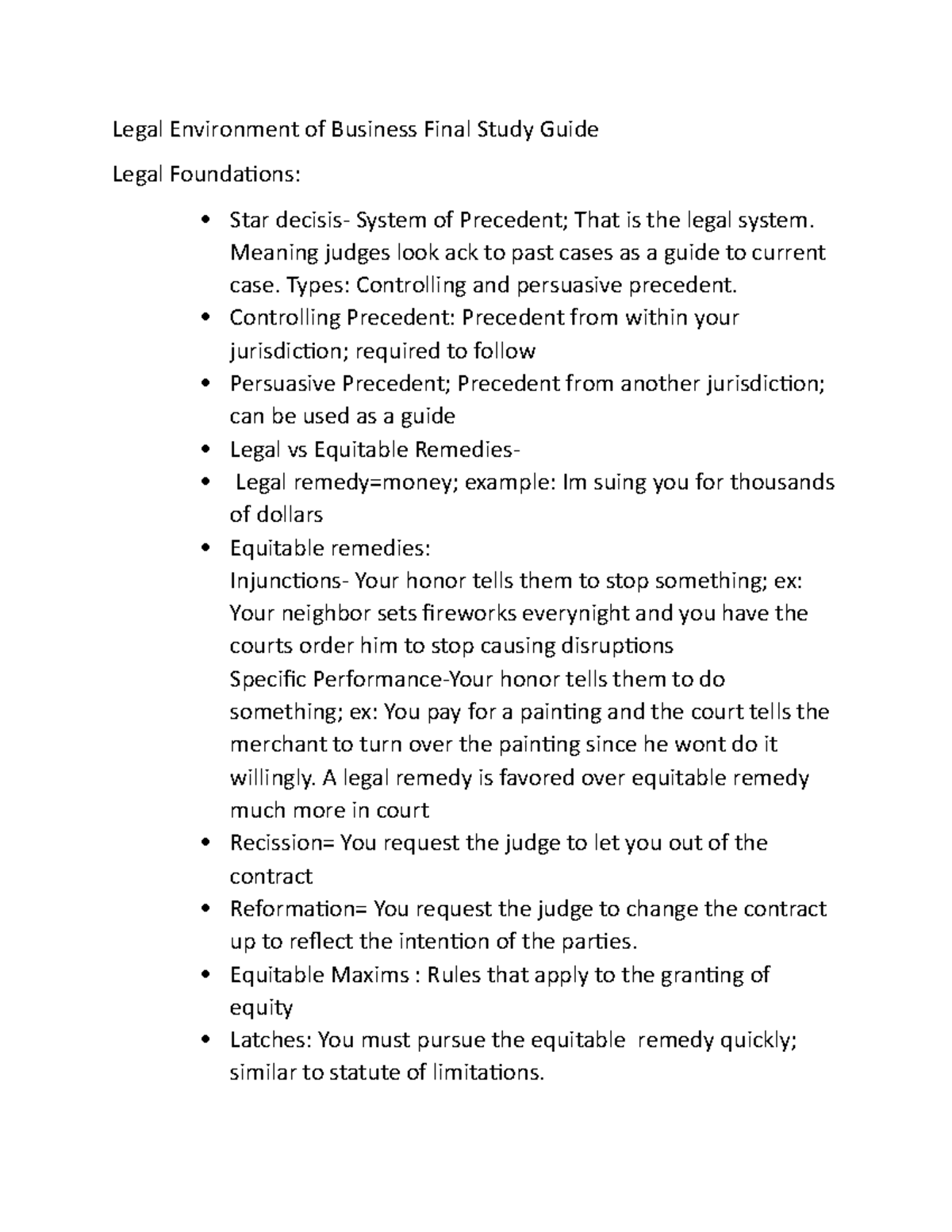 Legal Environment final guide - Legal Environment of Business Final ...