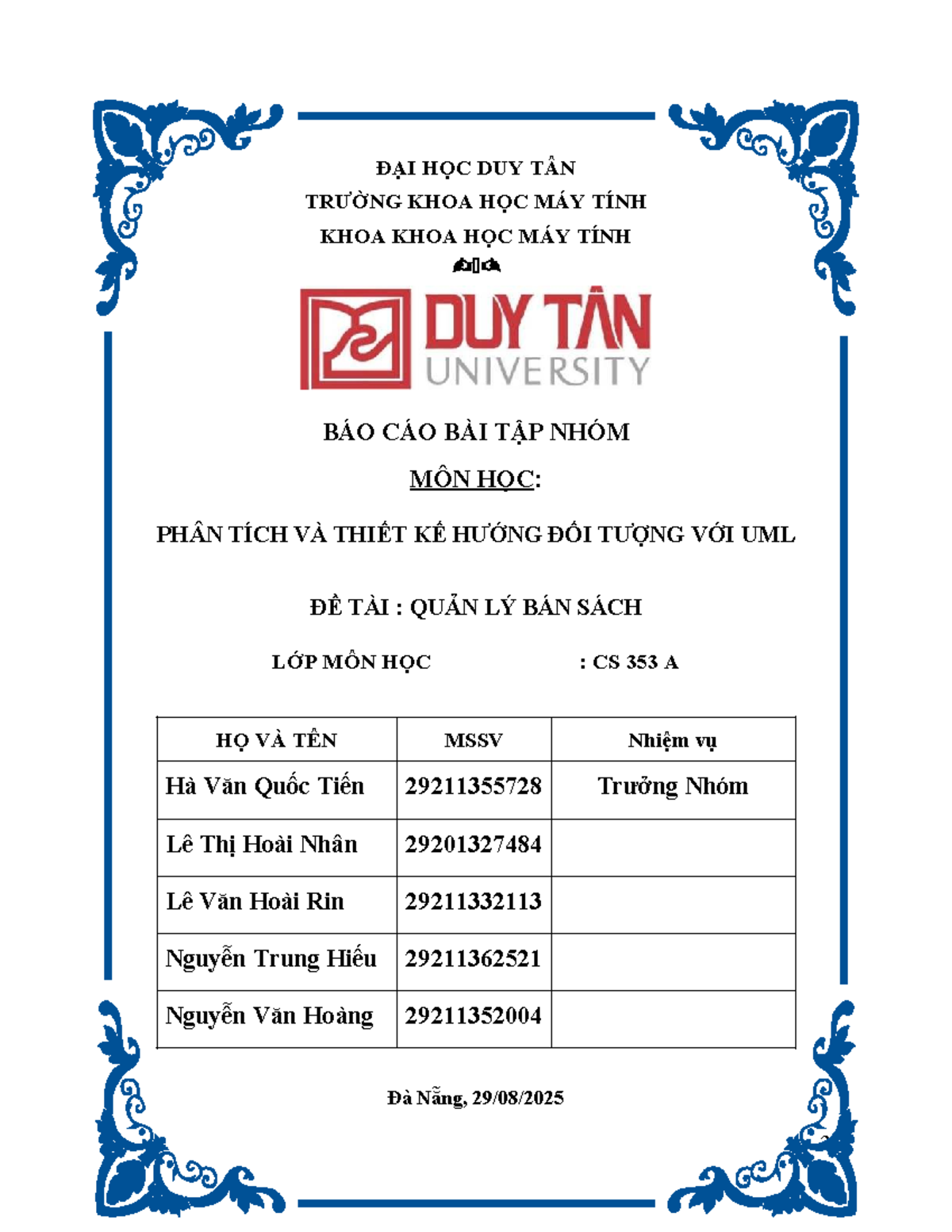 Báo Cáo Bài Tập Nhóm: Quản Lý Bán Sách - CS 353 - Studocu