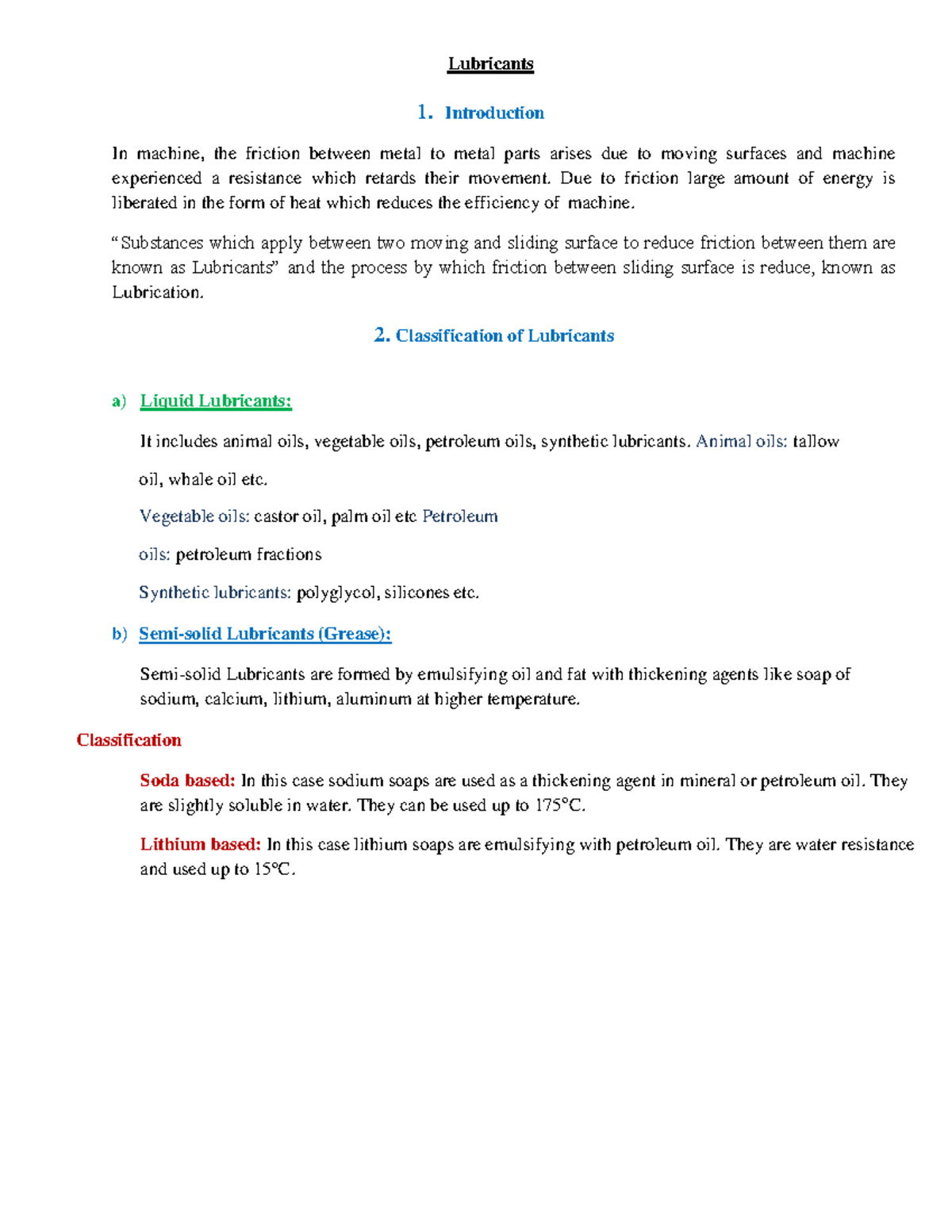 Lubricants - Chemistry Notes (Course Code: CHEM101) - Studocu