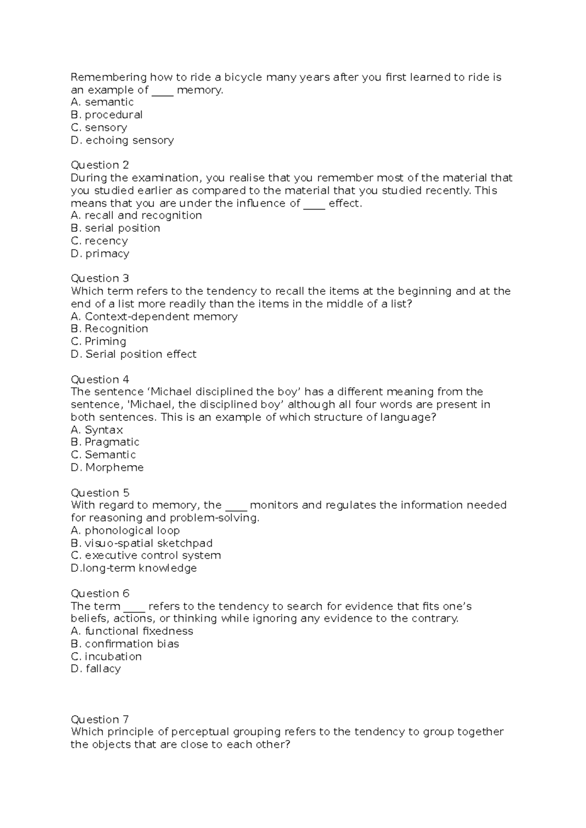 PSY101 Assignment 1: Memory, Perception, and Neural Mechanisms - Studocu