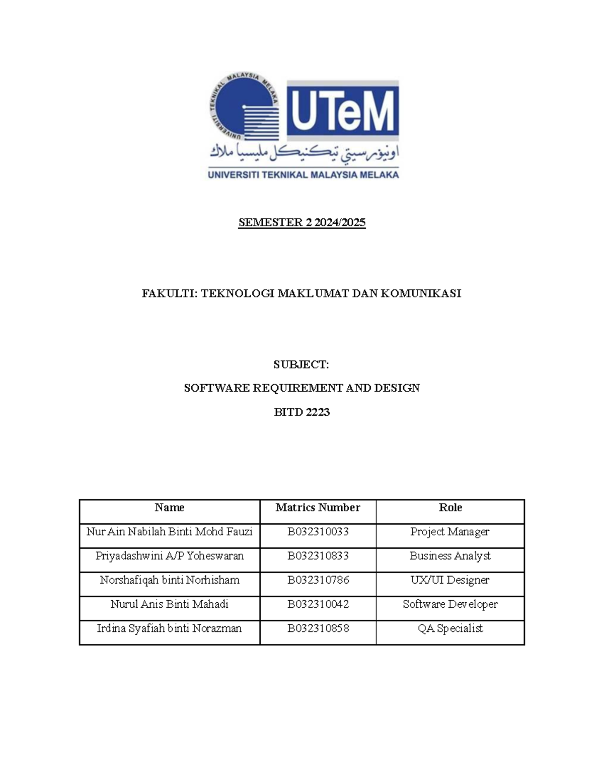 SRD Lab 2 - Proposal System for BITD 2223 Software Design - Studocu