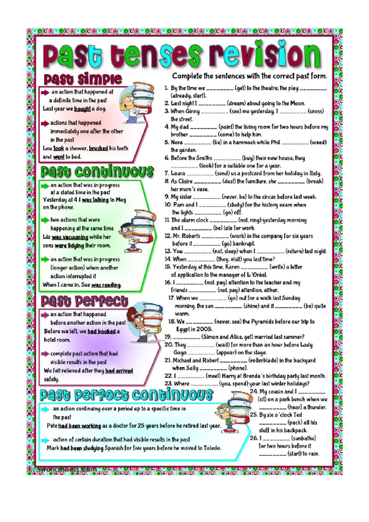 Worksheet 47156 - Past Tenses Revision: Complete the Sentences - Studocu