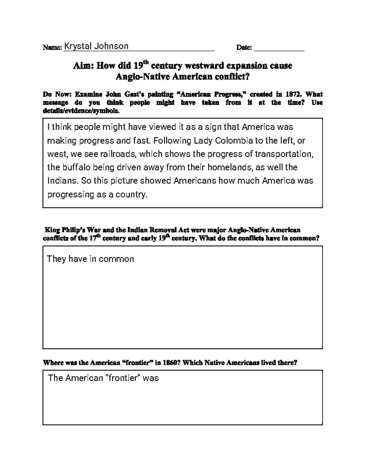 Anglo-Native American Conflict - Answer Doc - Studocu