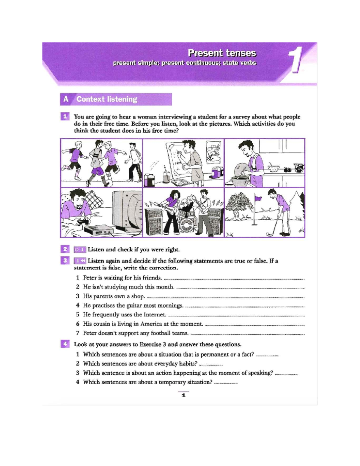Review of Present and Past Tenses: Listening & Grammar Exercises - Studocu