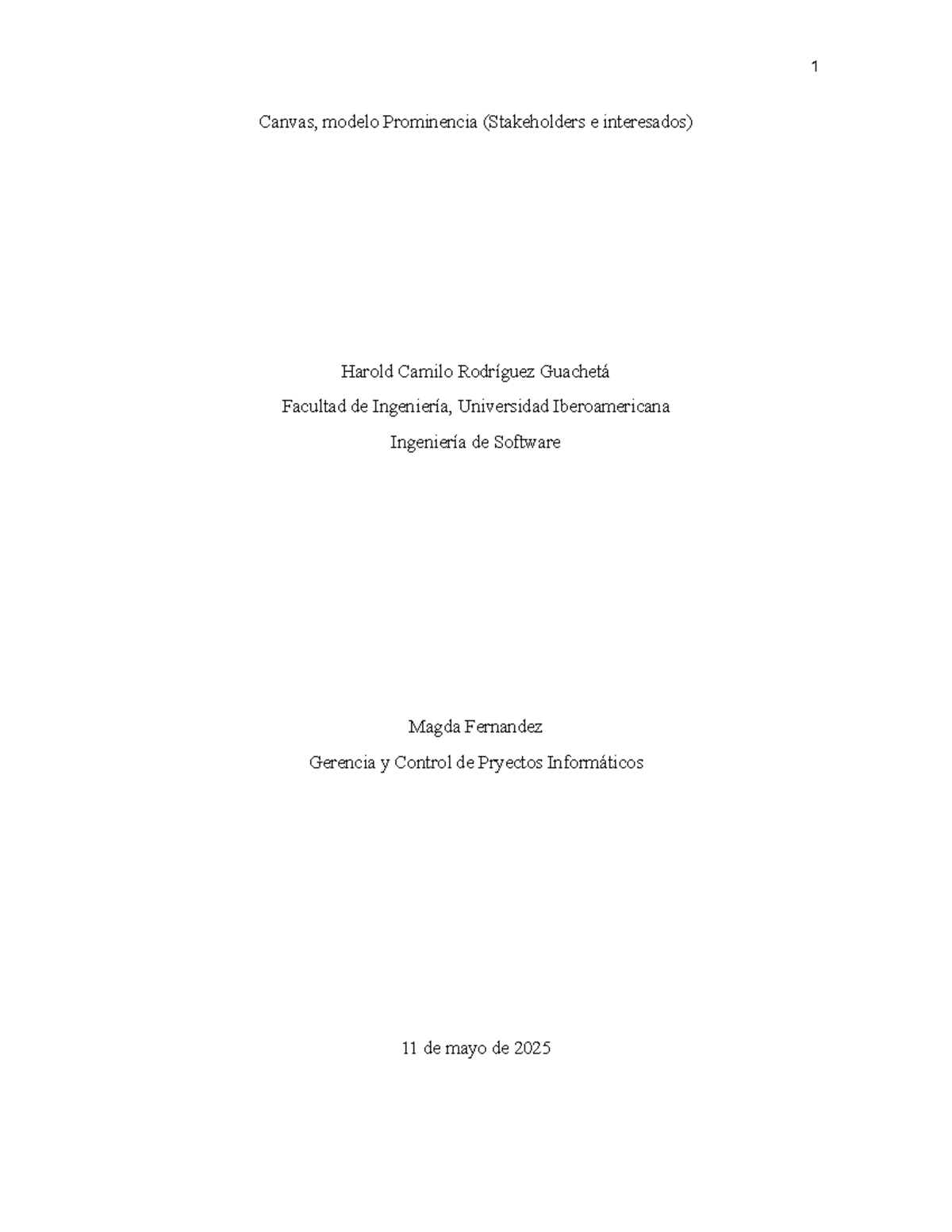 Actividad 1 - Canvas, modelo Prominencia (Stakeholders e interesados ...