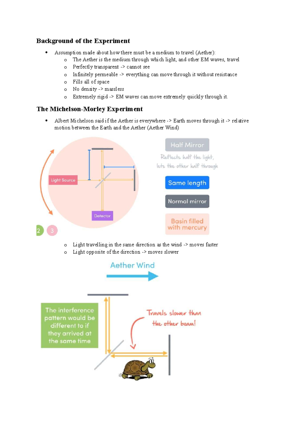 Michelson-Morley Experiment: Aether Background and Assumptions - Studocu