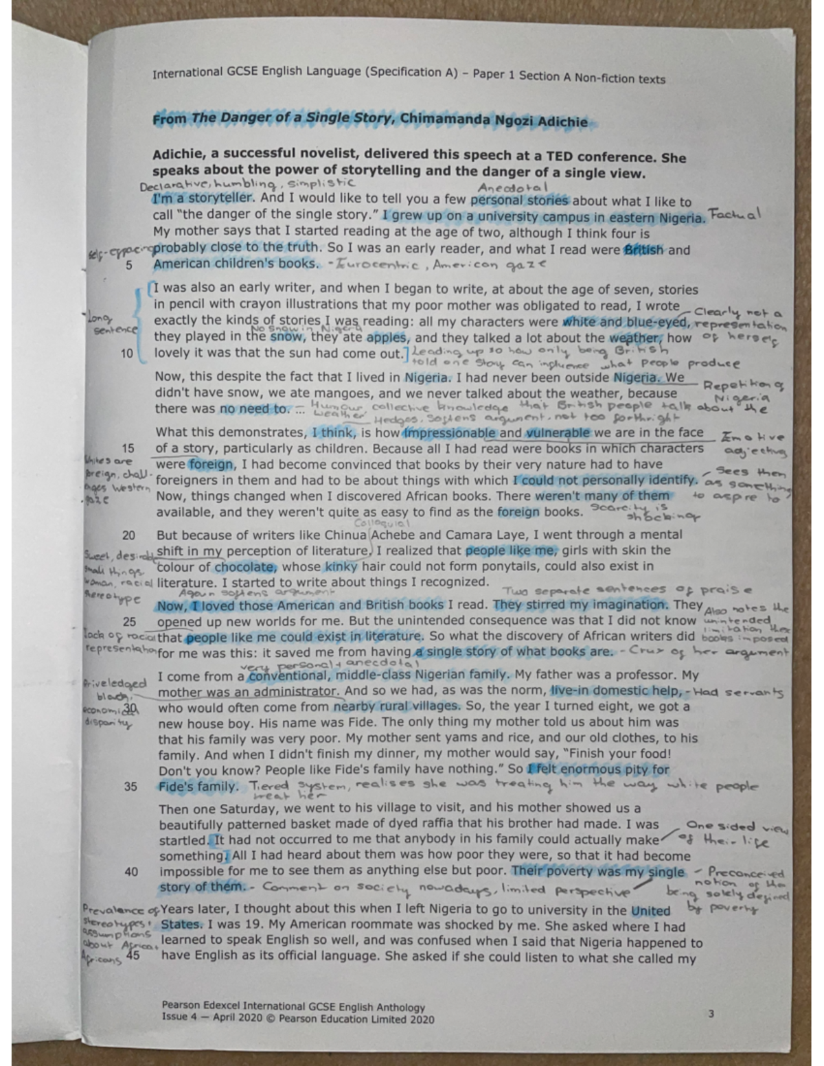 International GCSE English Language - The Danger of a Single Story ...