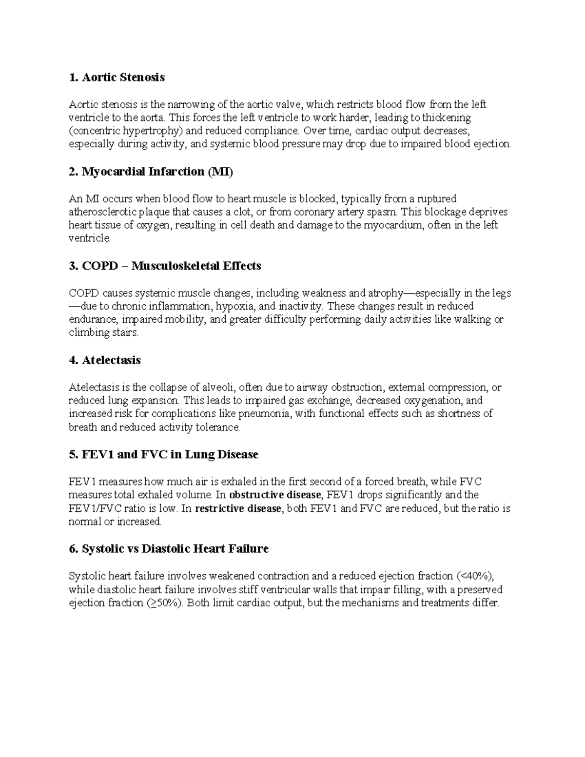 Clinical Overview of Cardiac & Respiratory Conditions (CRS 101) - Studocu