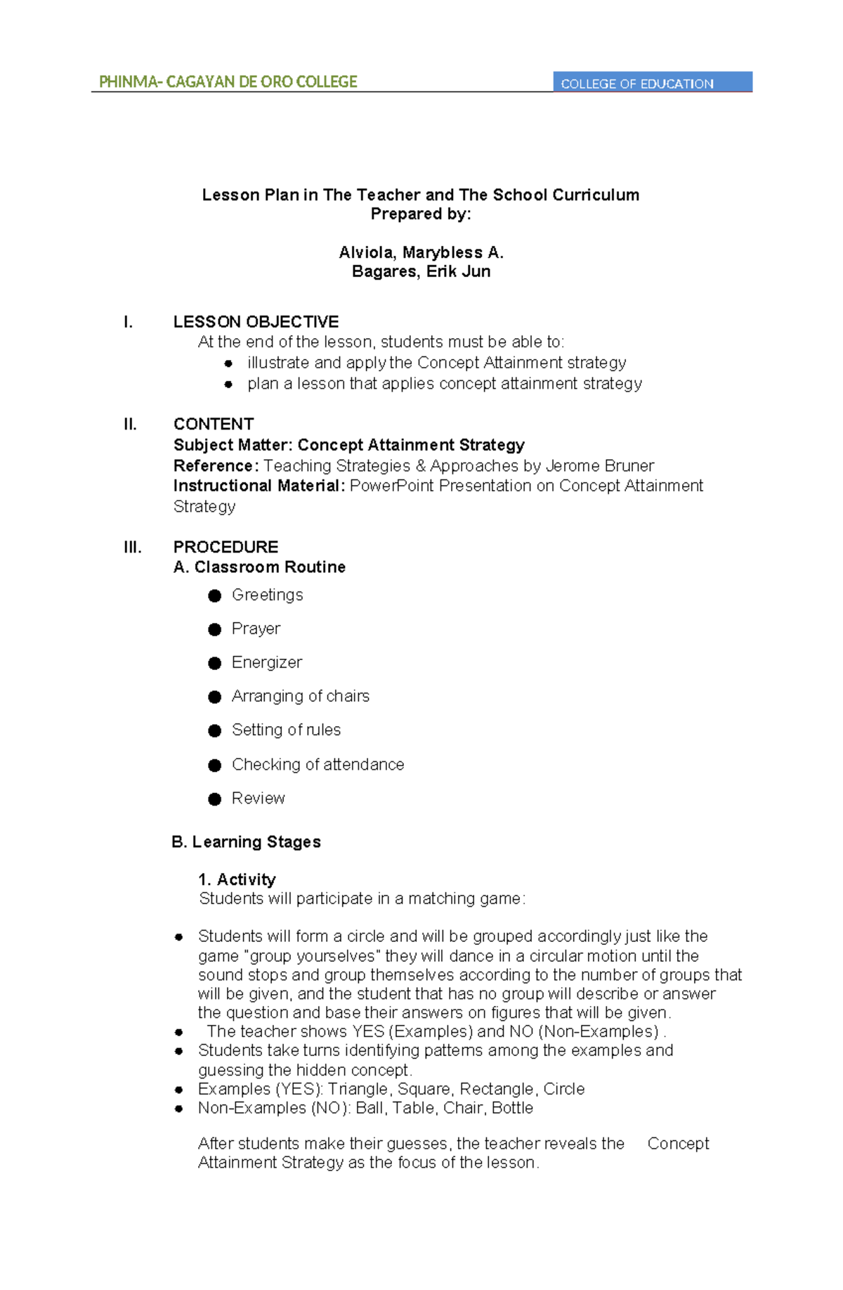 LP - LESSON PLAN ON SAS 16 - Lesson Plan in The Teacher and The School ...