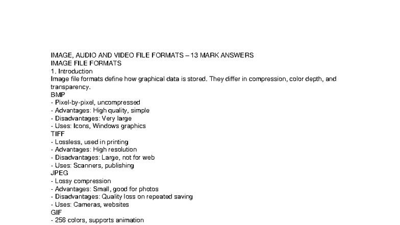 File Formats Overview: Image, Audio, and Video Types - Studocu