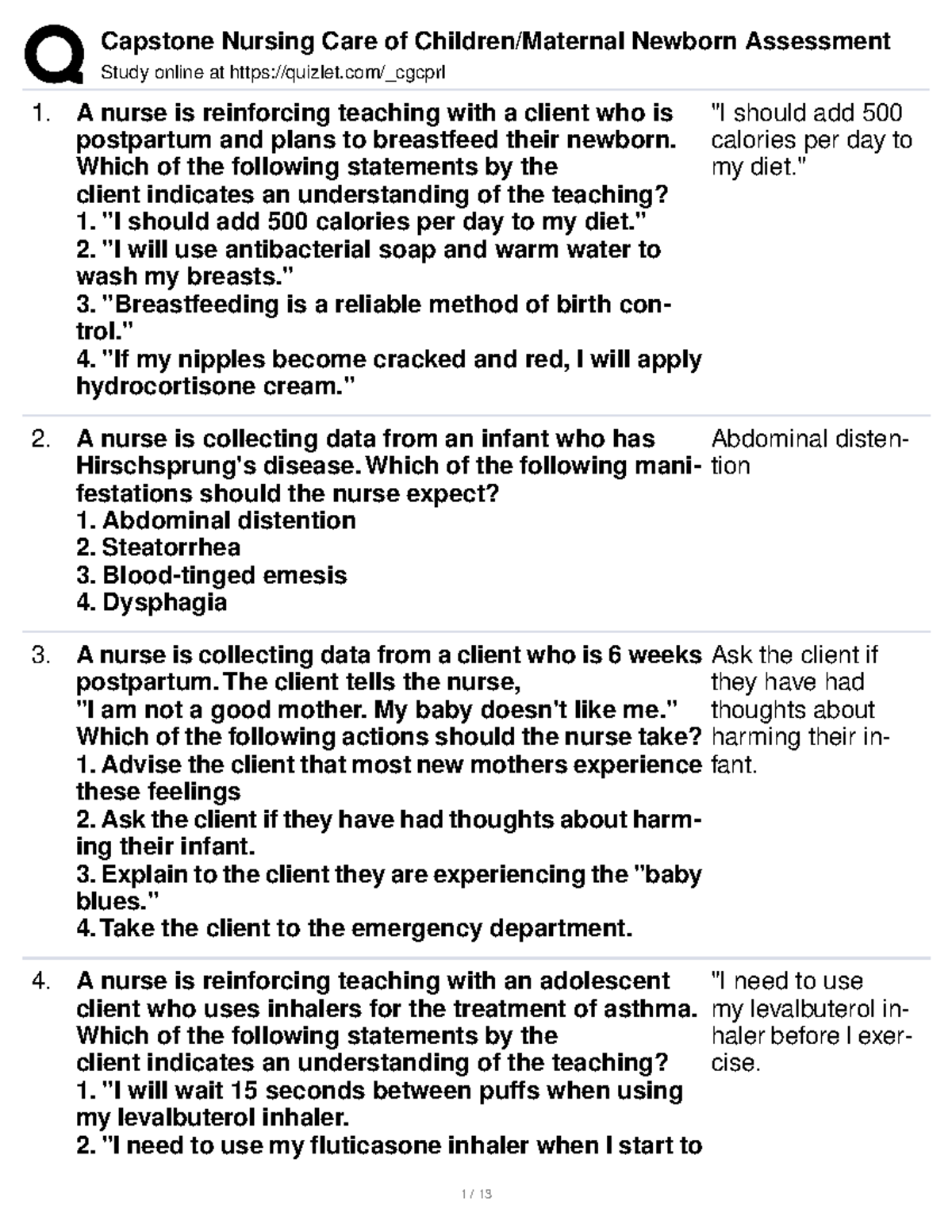 Maternal Nursing Capstone Study Guide: Key Concepts & Q&A - Studocu