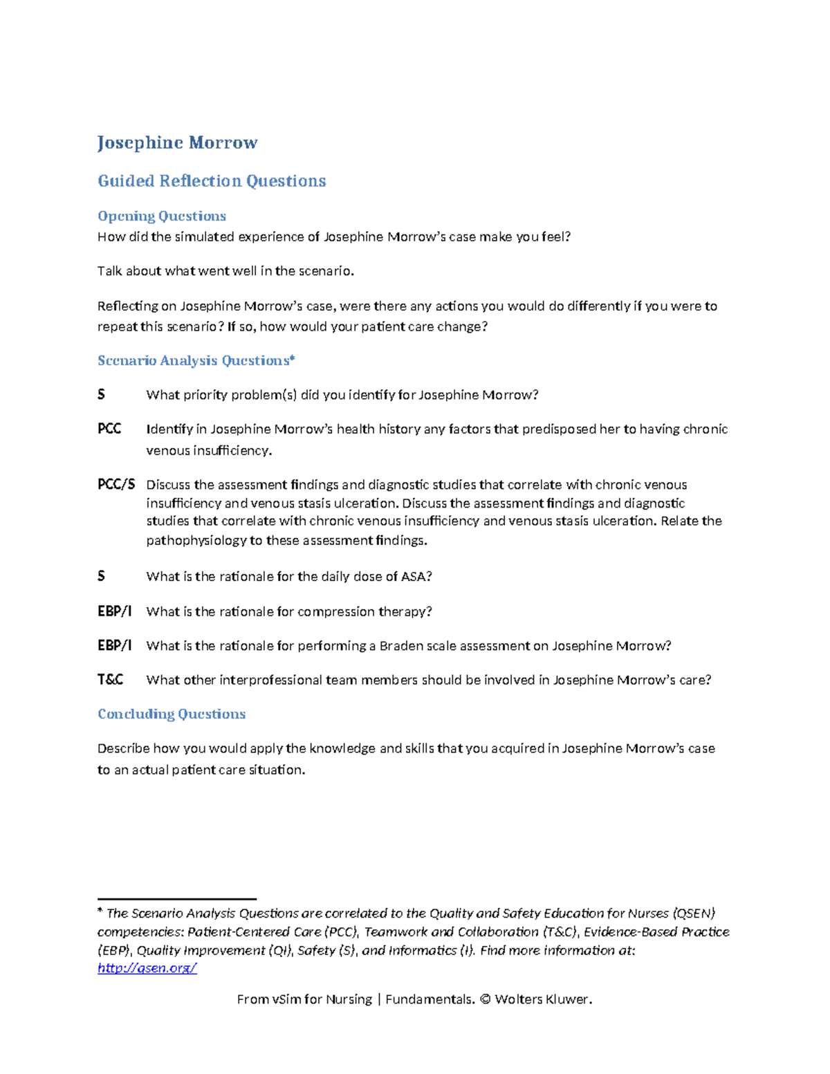 V Sim2 - Josephine Morrow Case Study Reflection and Analysis - Studocu