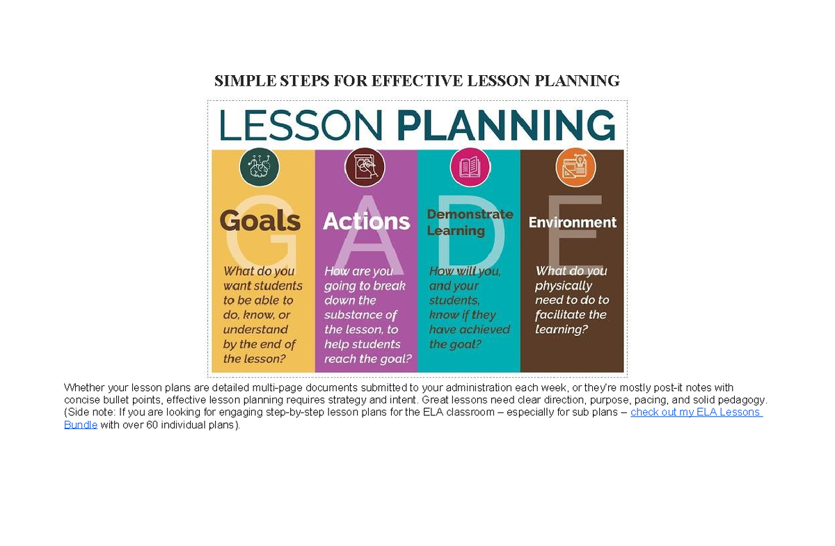 Simple Steps FOR Effective Lesson Planning - SIMPLE STEPS FOR EFFECTIVE ...