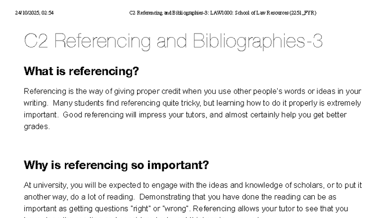 C2 Referencing and Bibliographies Guide (LAW1000 - 2251 FYR) - Studocu