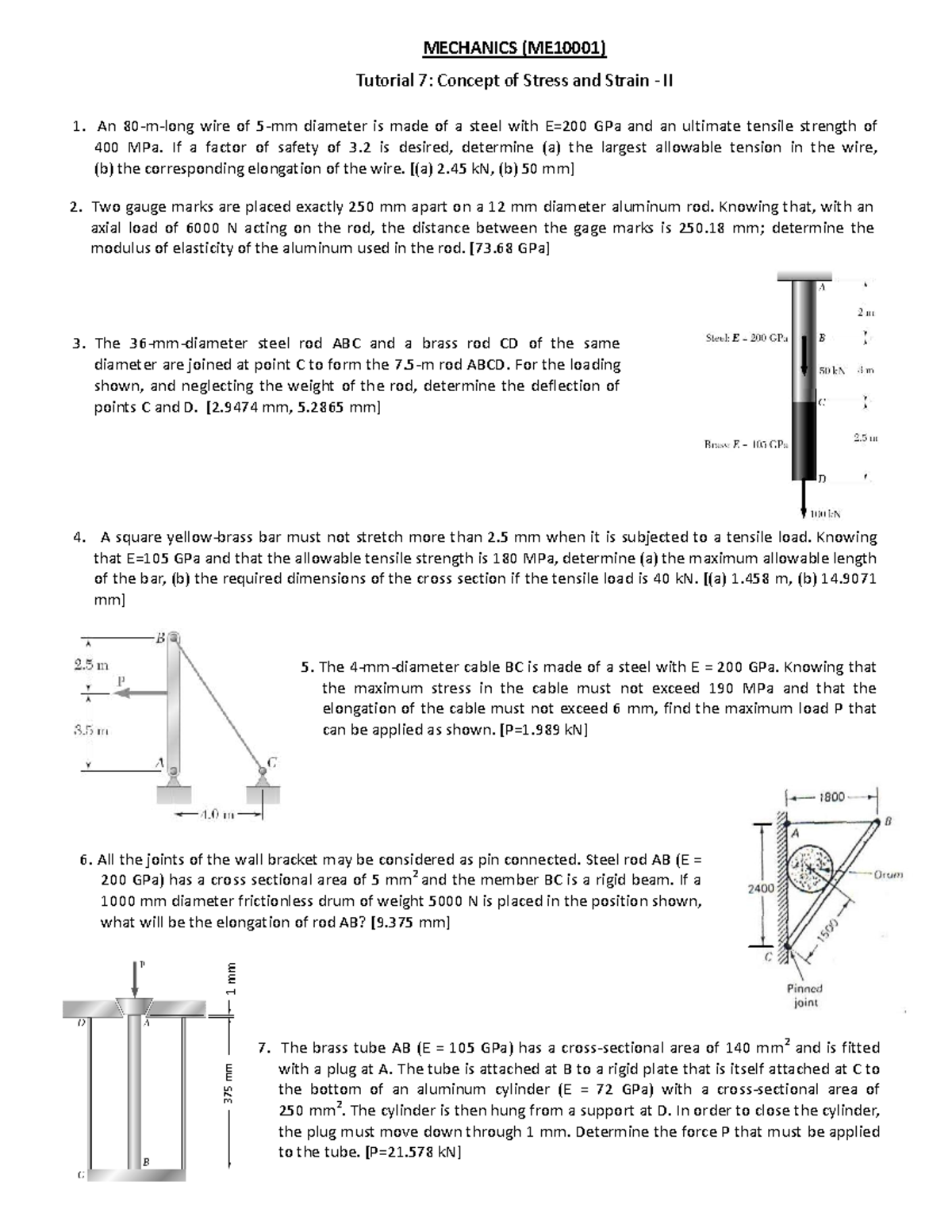 MECHANICS Tutorial 7: Stress and Strain Concepts Explained - Studocu