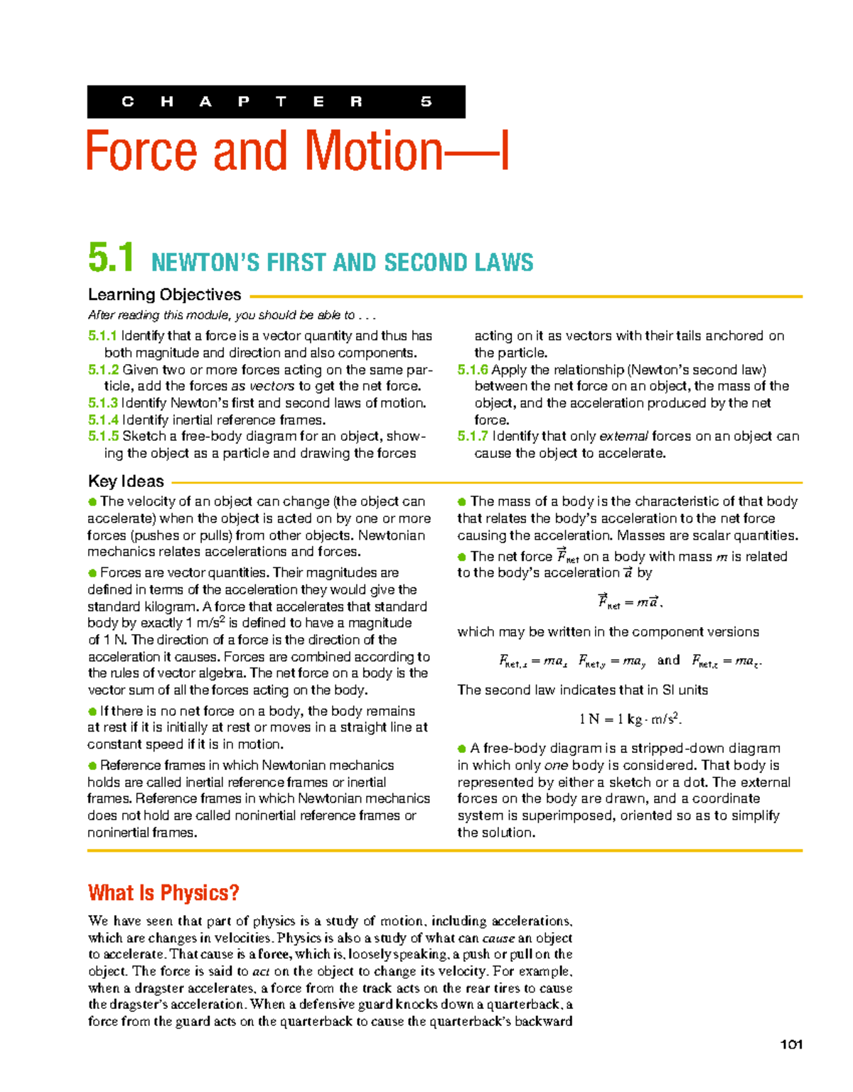 Newton's Laws: Understanding Motion and Forces (PHYS 101) - Chapter 5 Overview - Studocu