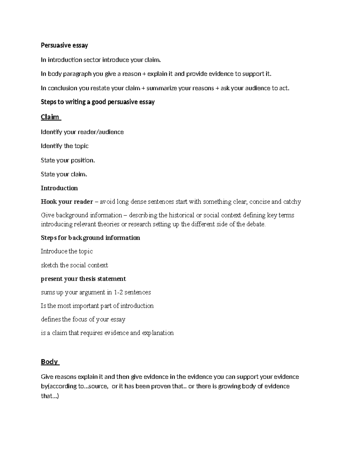 Persuasive Essay Writing Guide: Structure & Key Elements - Studocu