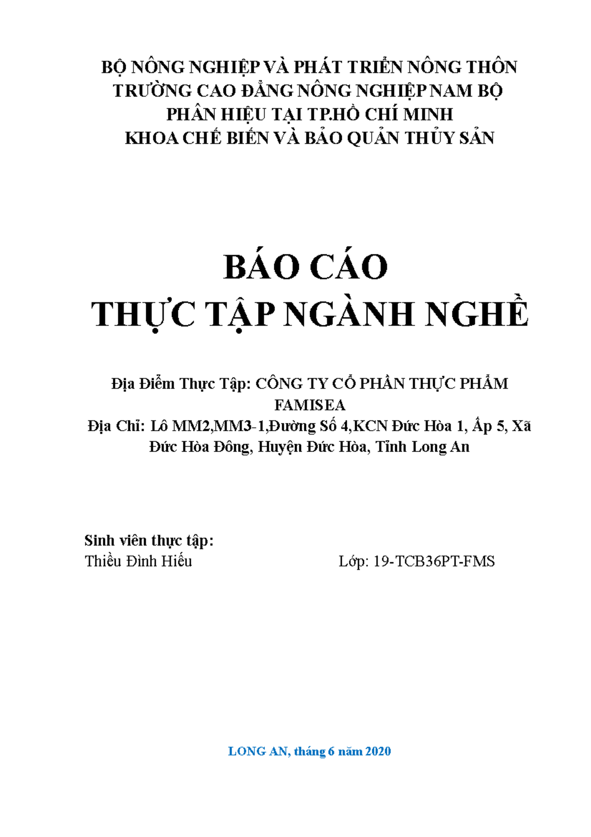 BÁO CÁO THỰC TẬP NGÀNH THUỶ SẢN Tại Famisea - Line 5 (19-TCB36PT-FMS ...