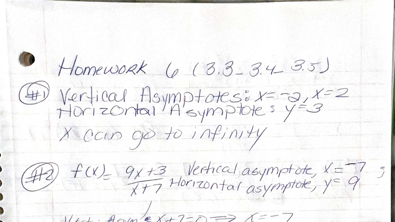 Hmw 6: Vertical & Horizontal Asymptotes Analysis - Studocu