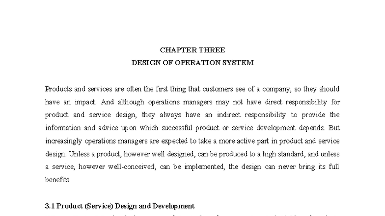 CHAPTER 3: DESIGN OF OPERATION SYSTEM (Course Code) - Studocu