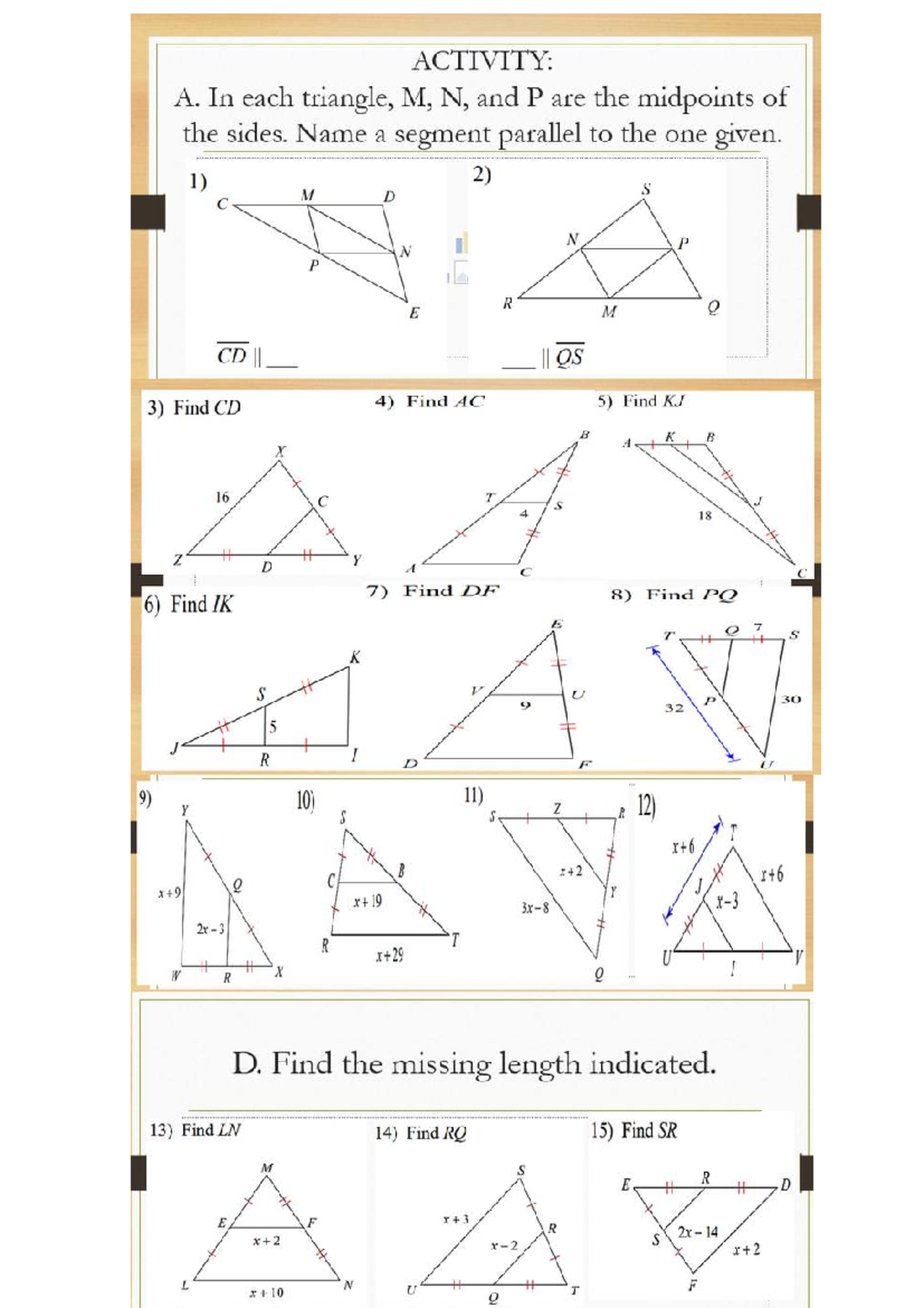Geometry Activity: Finding Midpoints and Parallel Segments - Studocu